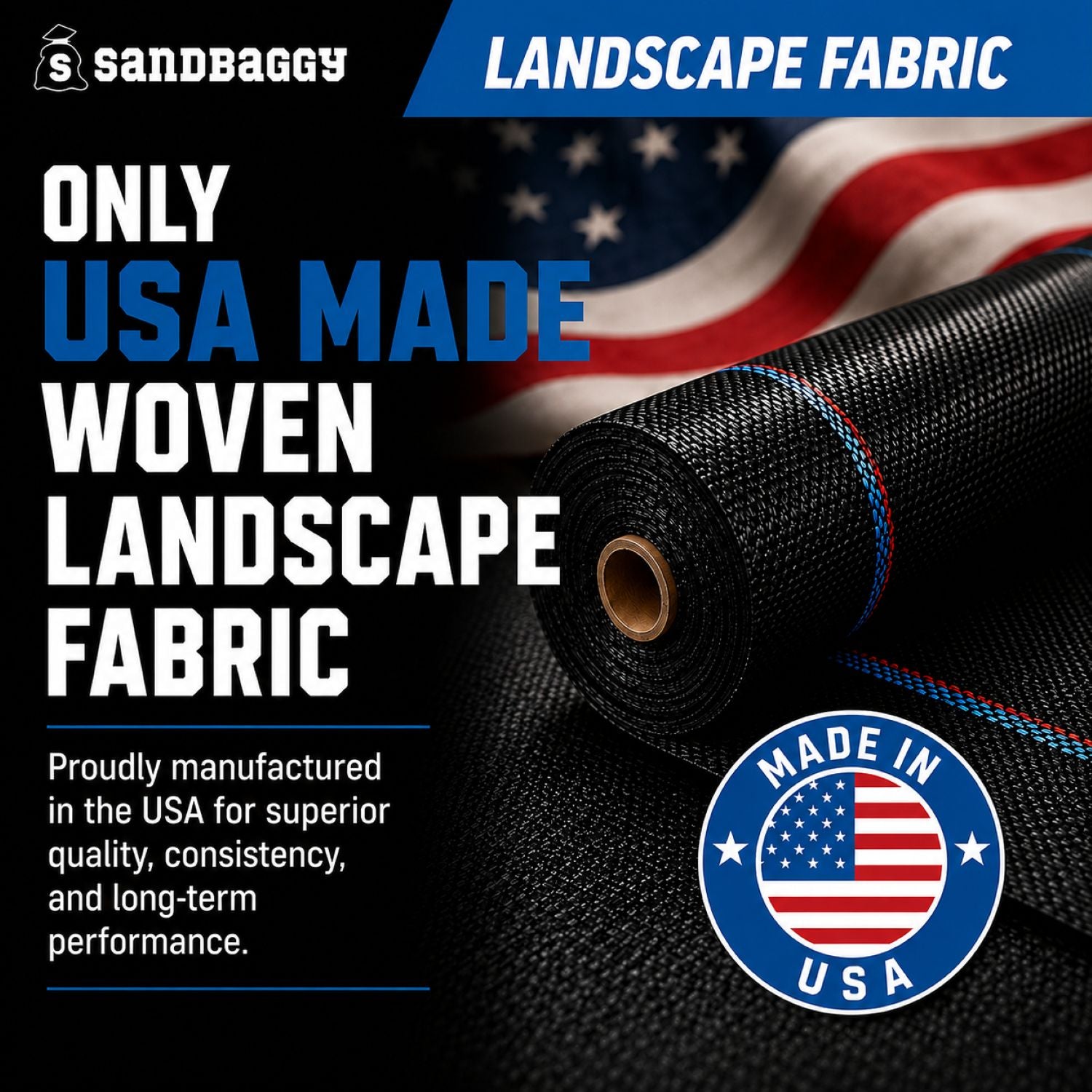 17.5 ft Landscape Fabric (USA MADE) | Commercial Weed Barrier – Sandbaggy