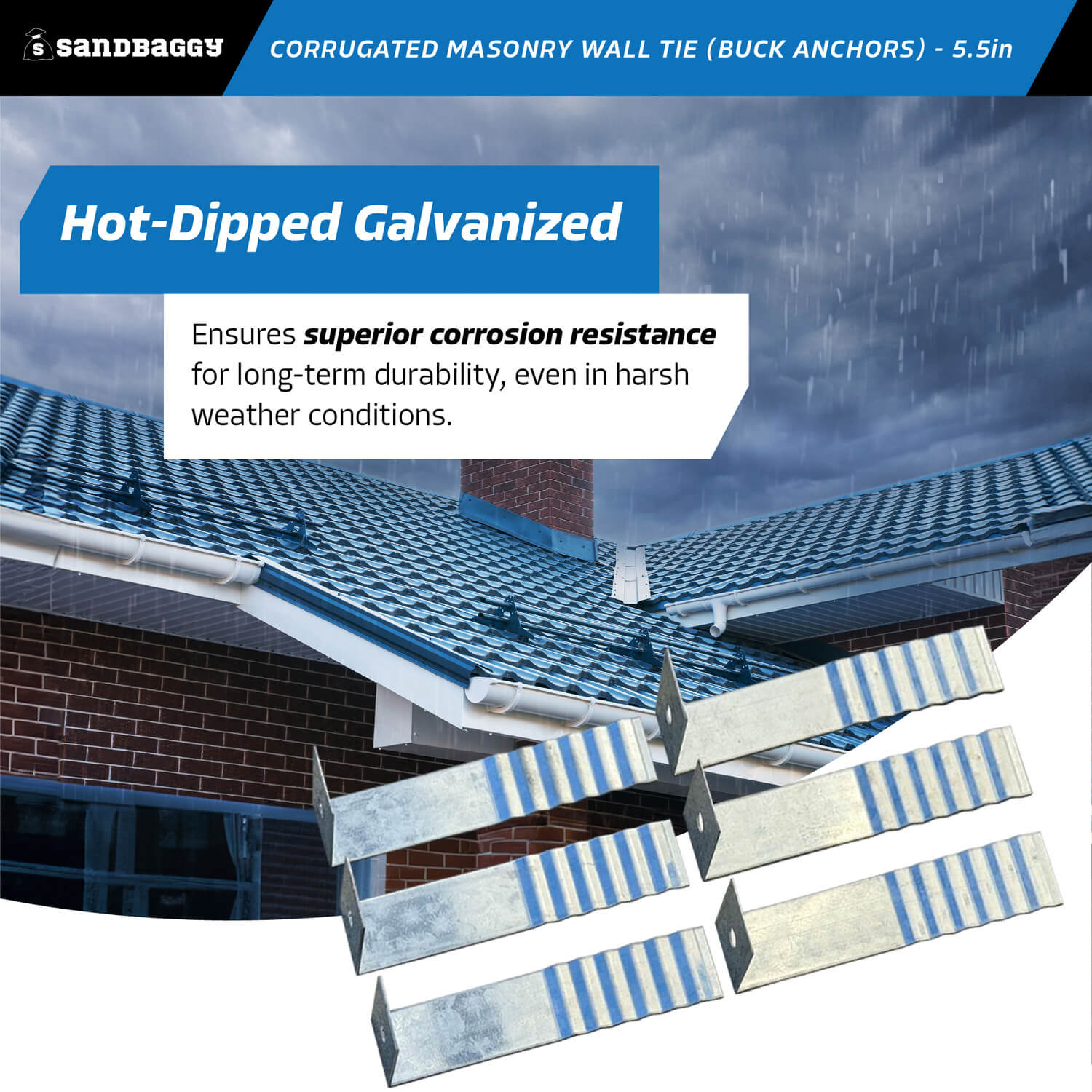 5-1/2" Corrugated Masonry Wall Tie - Buck Anchors – Sandbaggy