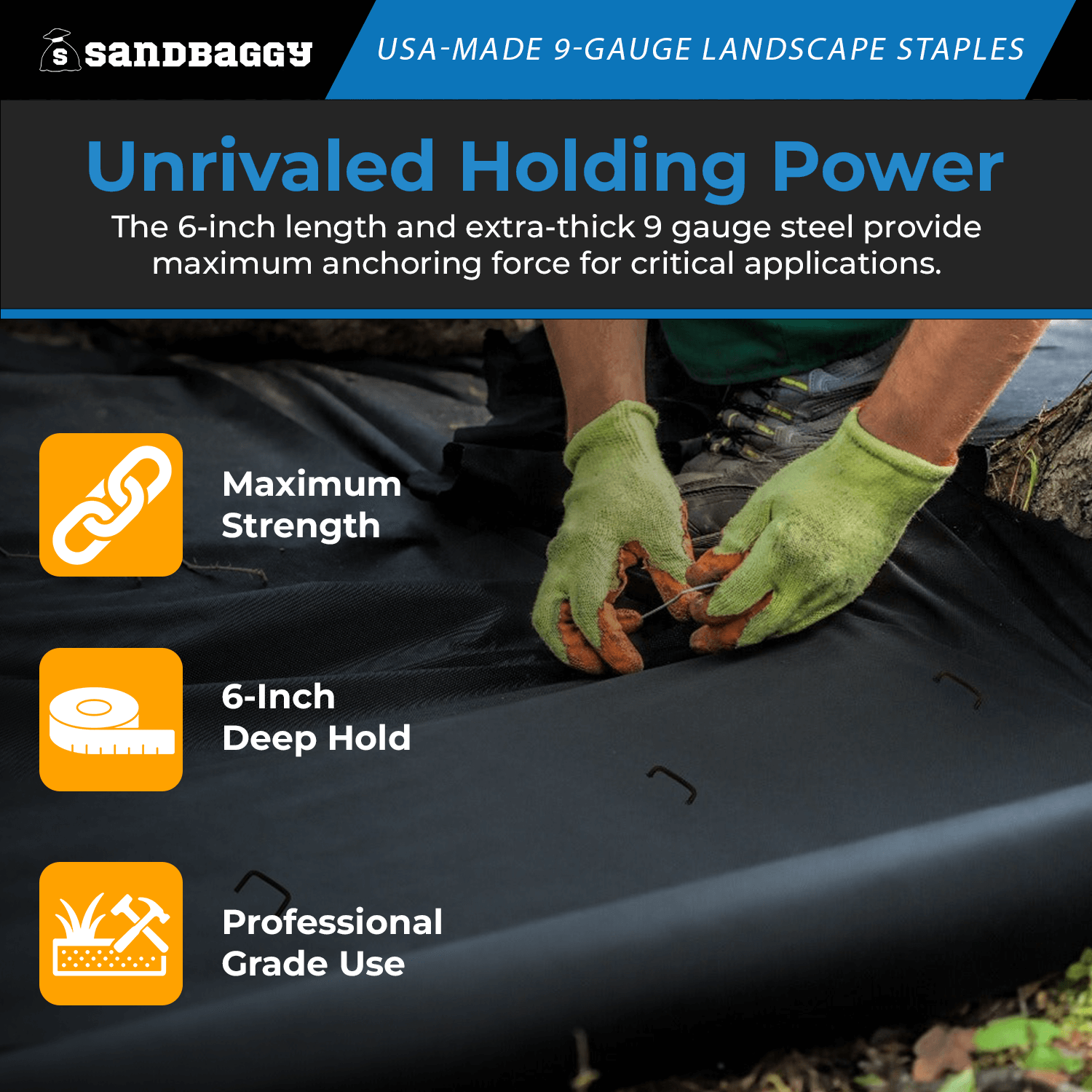 USA Made 9 Gauge Landscape Staples | Max Strength 6 Inch Sod Staples ...