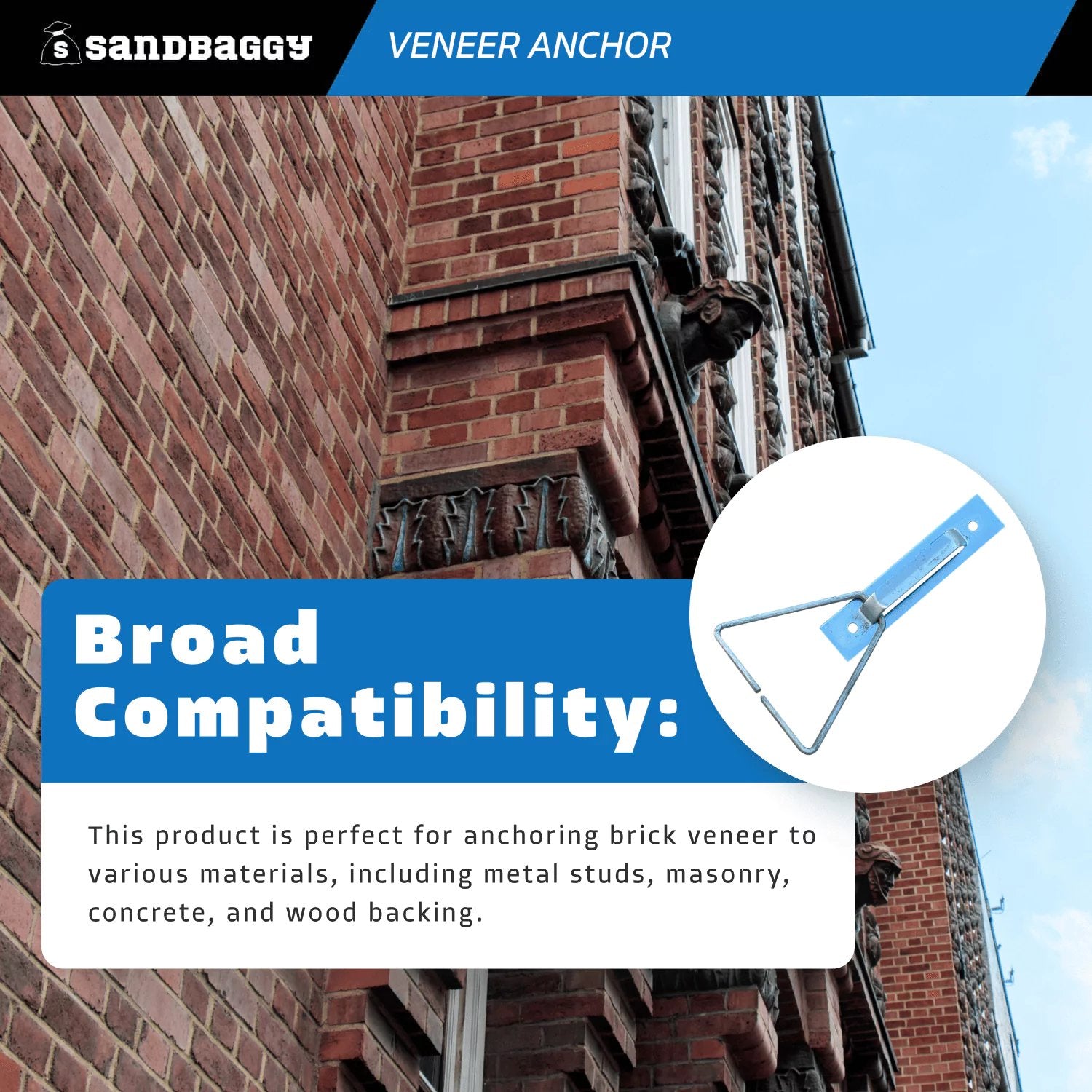 Type 3 Adjustable Masonry Veneer Anchor (w/ Triangle Tie) – Sandbaggy