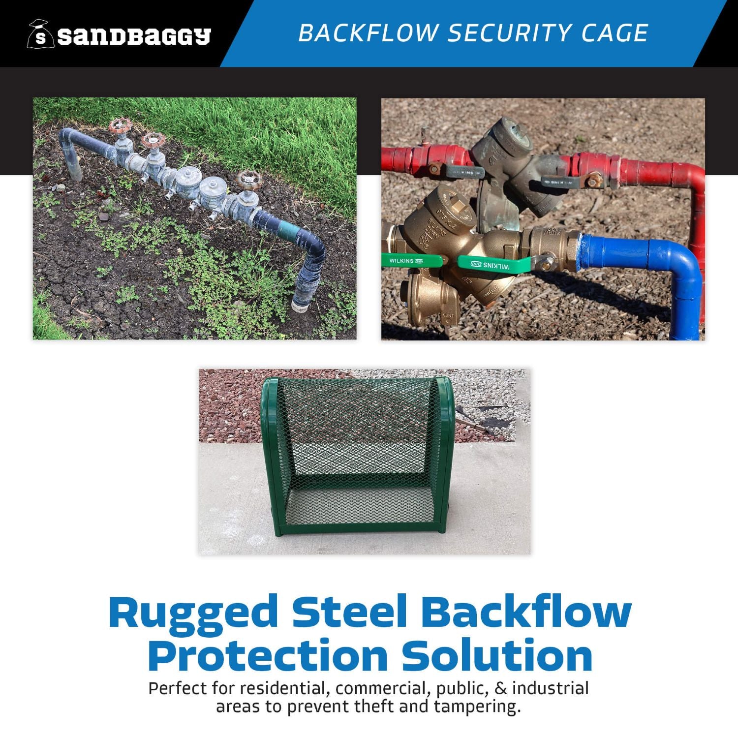 Backflow Cage for Security (Multiple Sizes Available) - Sandbaggy