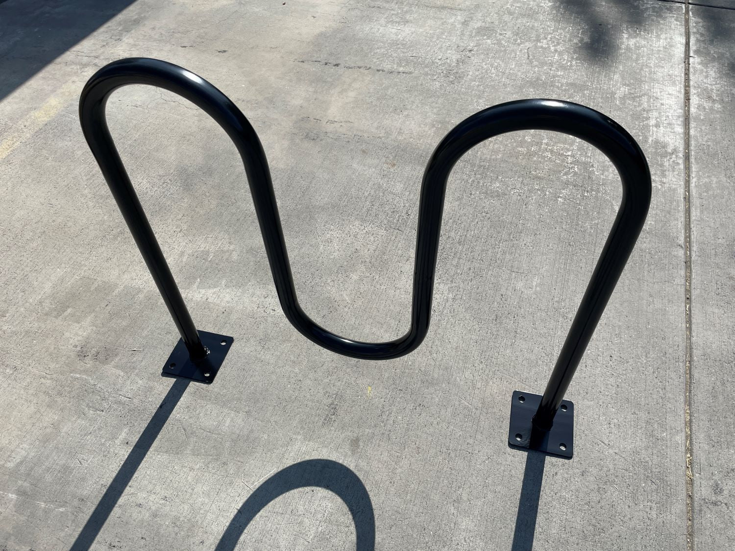 Commercial Wave Bike Racks - In Ground, Dual Loop - 5 Bike Capacity