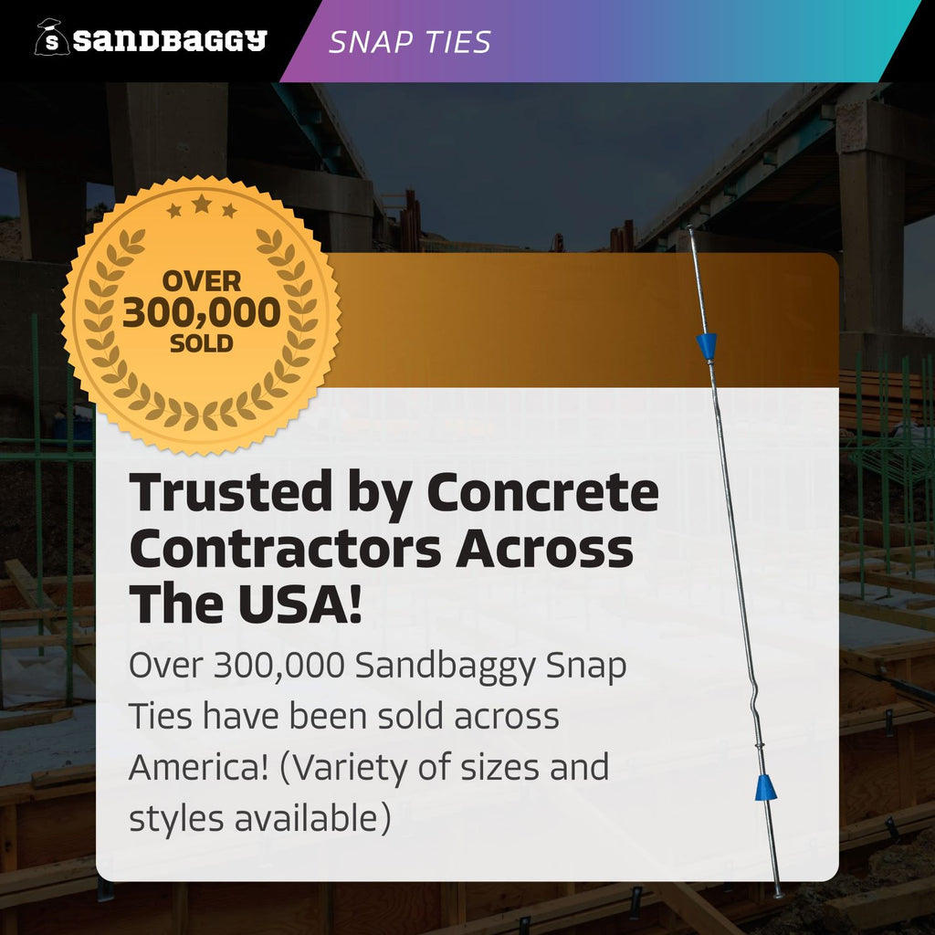 20" x 8 ¼" Long End Snap Ties For Concrete Forms - 1" Cone – Sandbaggy